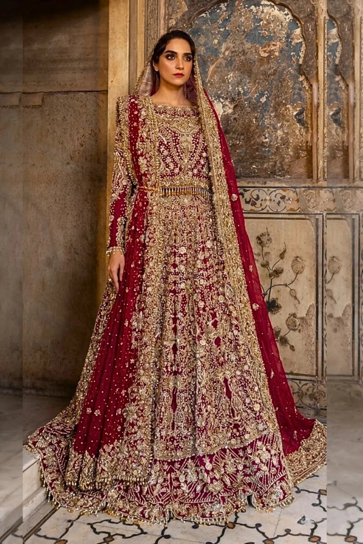 Lengha Bridal Baraat Silk S Firebrick Red Ayina Arzoo Stitched Ready ...